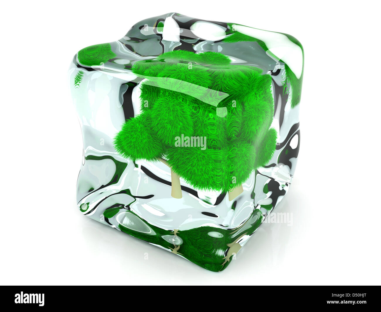 A frozen Tree in a Ice Cube. 3D rendered Illustration Stock Photo - Alamy