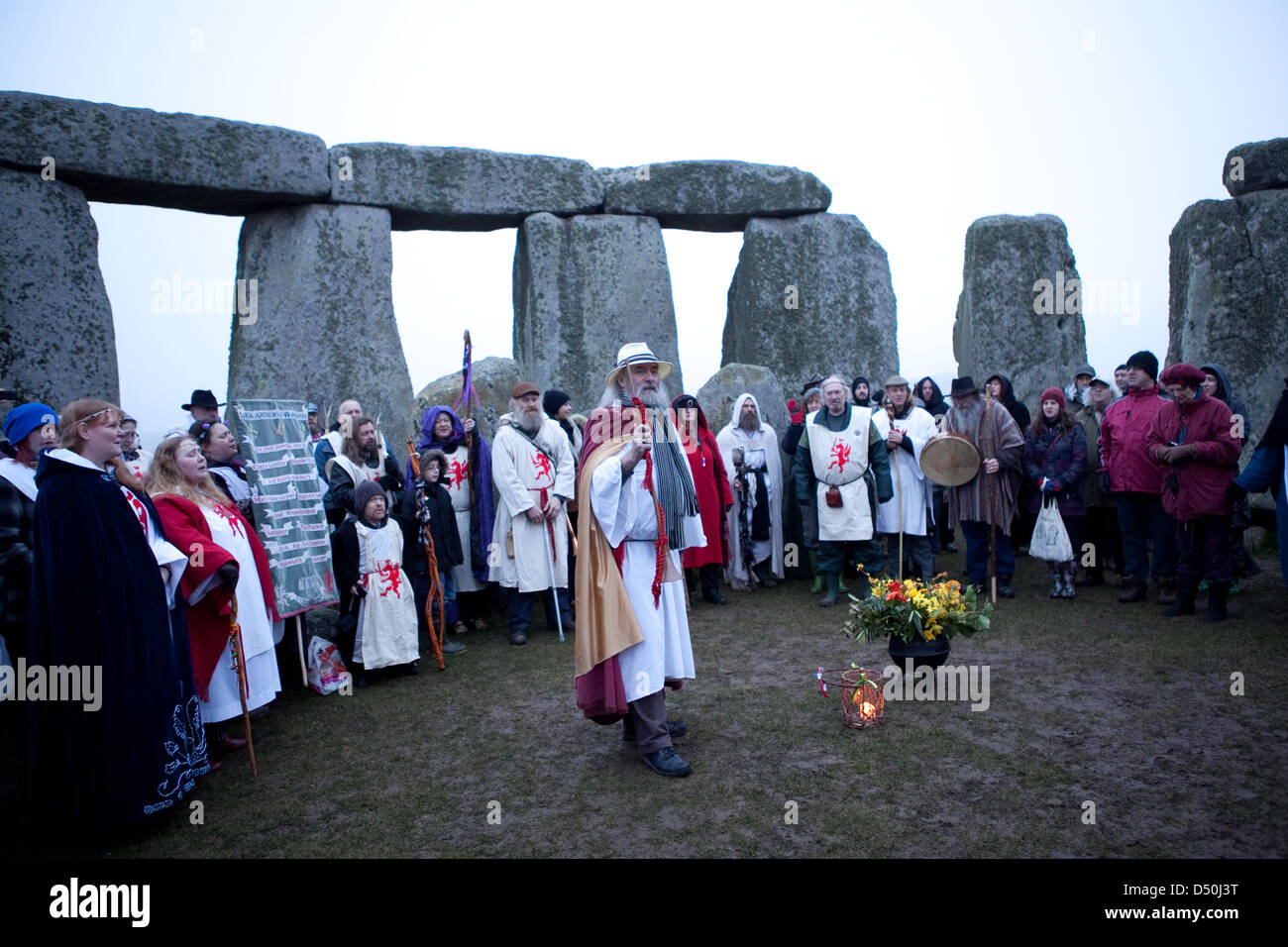 Stonehenge, UK. 20th March 2013. People gather inside the stonecircle ...
