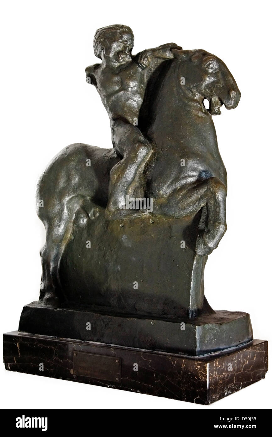 Prince Marko riding horse, bronze sculpture Stock Photo - Alamy