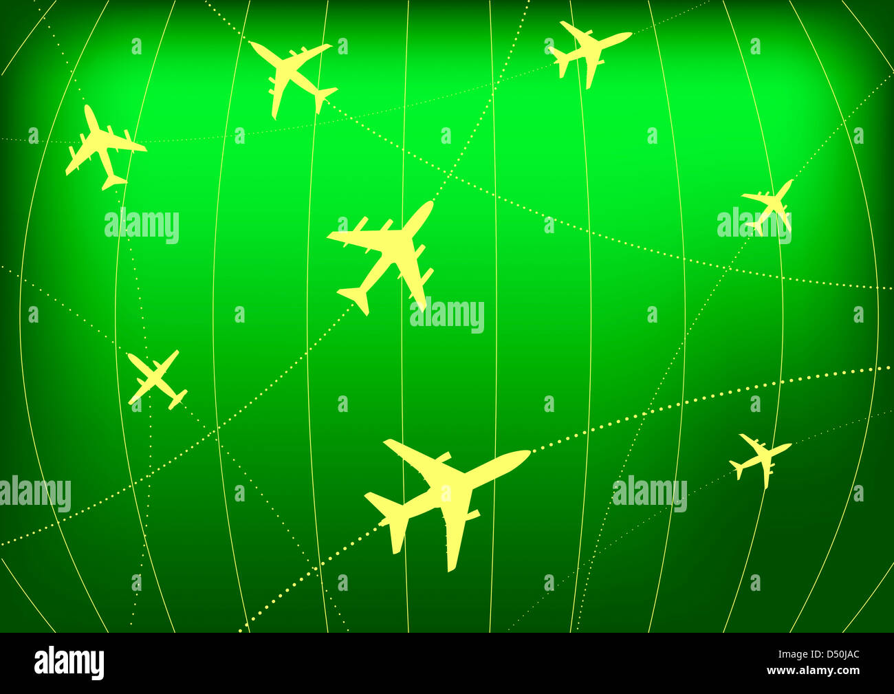 Vector Illustration of Airplane Routes on Radar Screen Stock Photo - Alamy