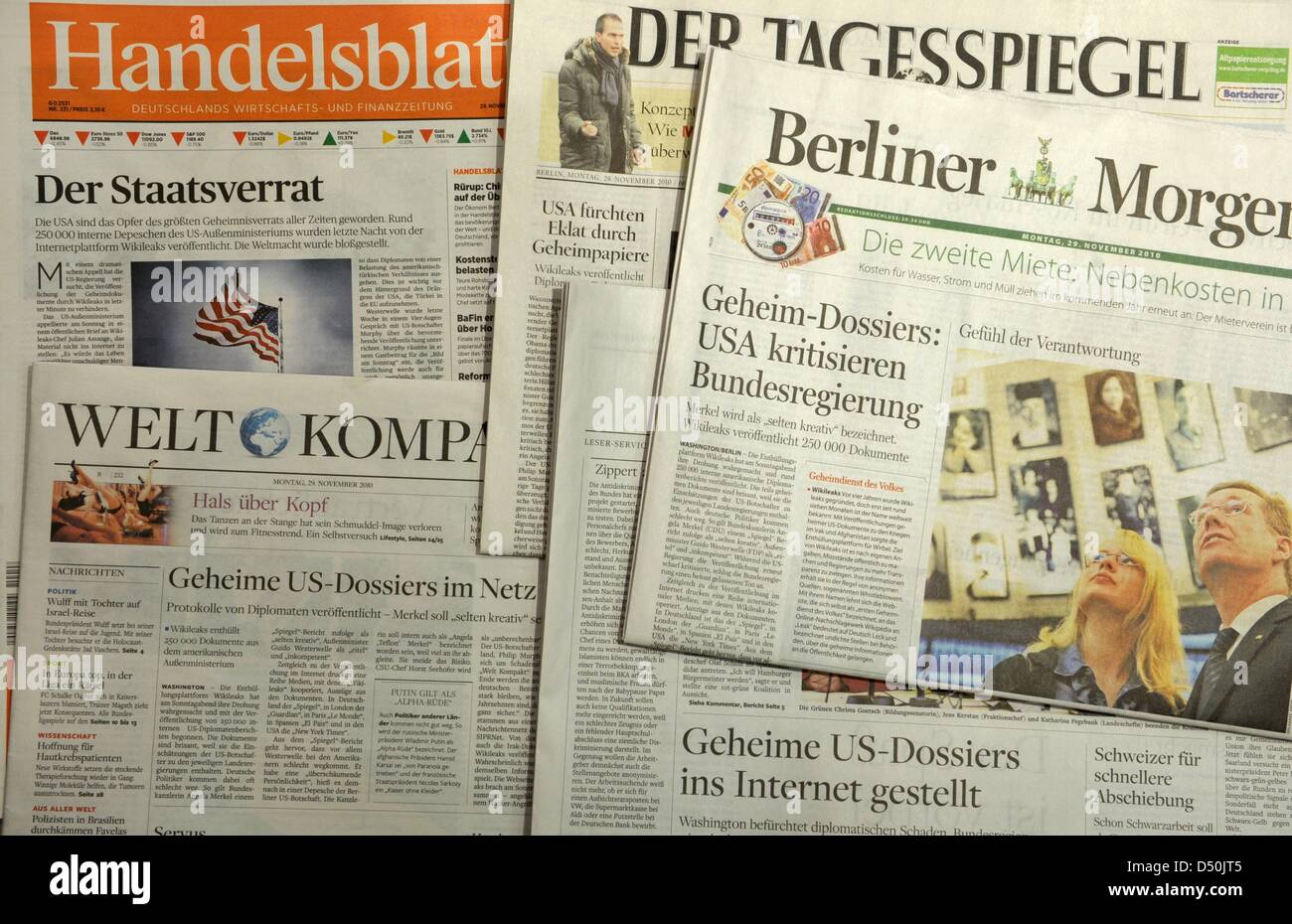 German newspapers report on WikiLeaks presenting confidential documents ...
