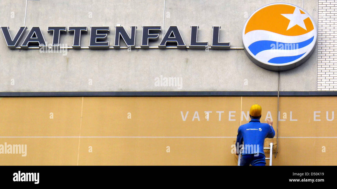 A Vattenfall logo hangs on a house front in Berlin, Germany, 30 October ...