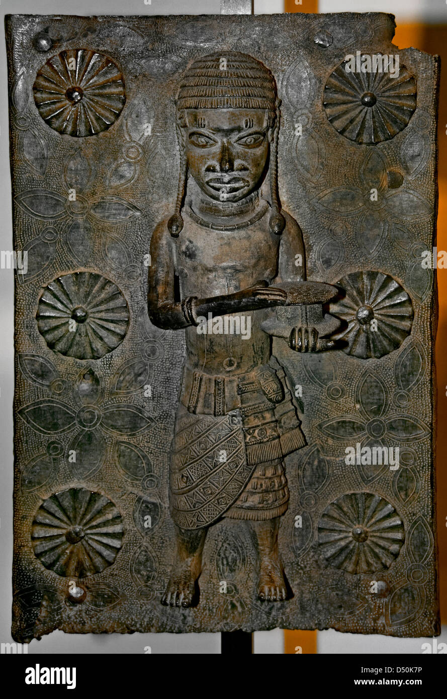 Bronze Brass plaque showing the Oba of Benin with attendants Edo ...
