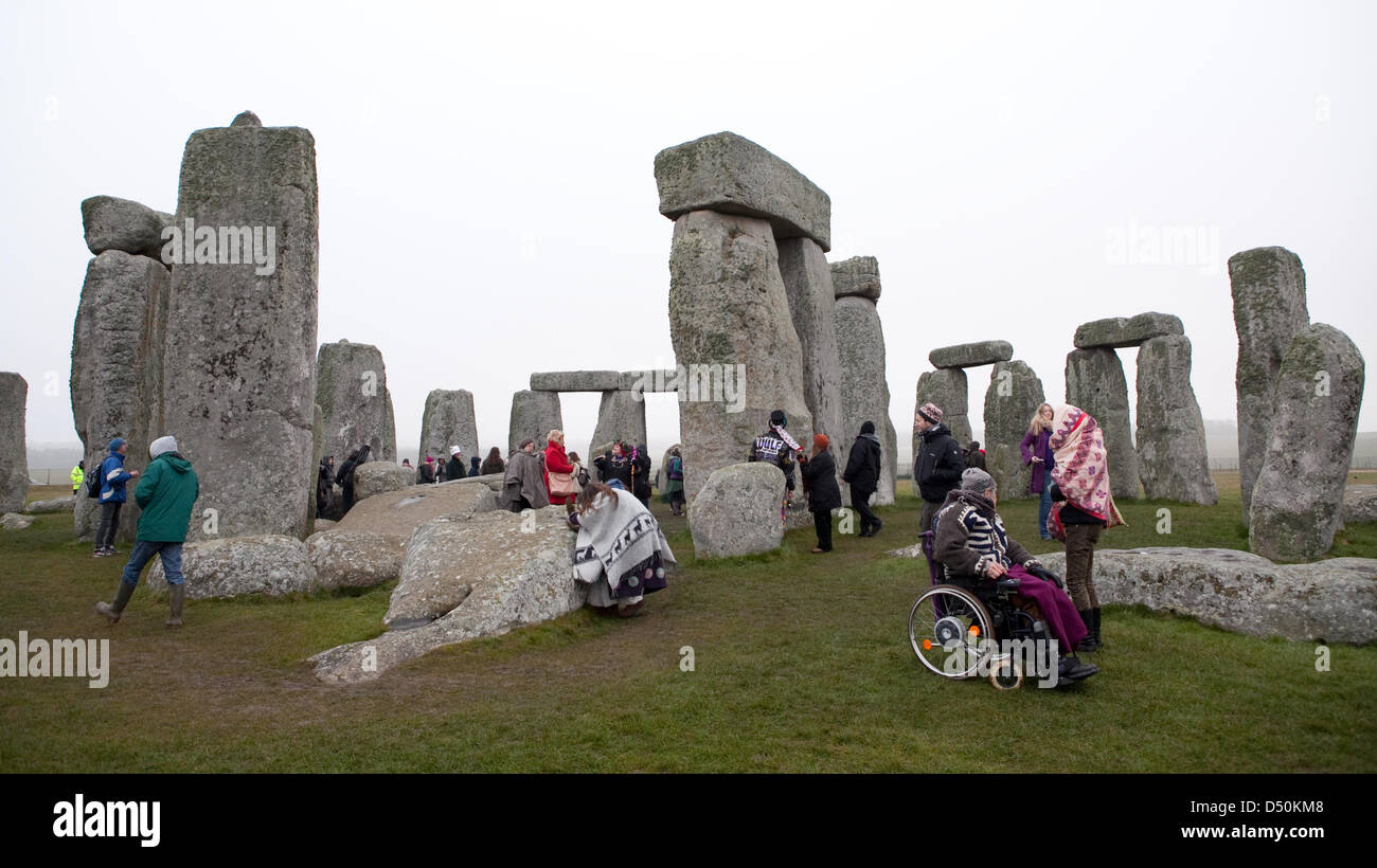 Stonehenge, UK. 20th March 2013. People gather inside the stonecircle ...