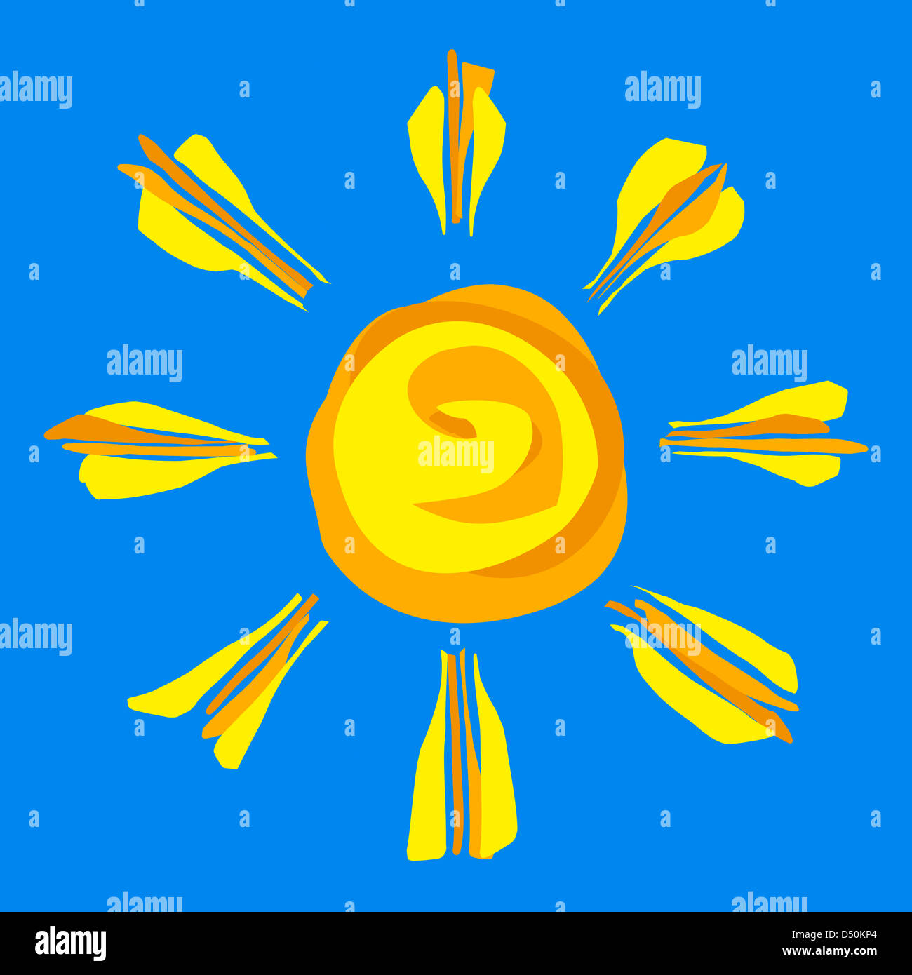 Vector Illustration of Painted Abstract Sun Stock Photo - Alamy