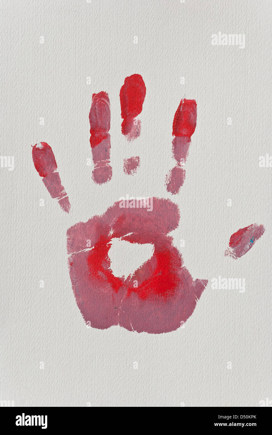 Pink and Red Left Hand-print on Textured Paper Stock Photo - Alamy