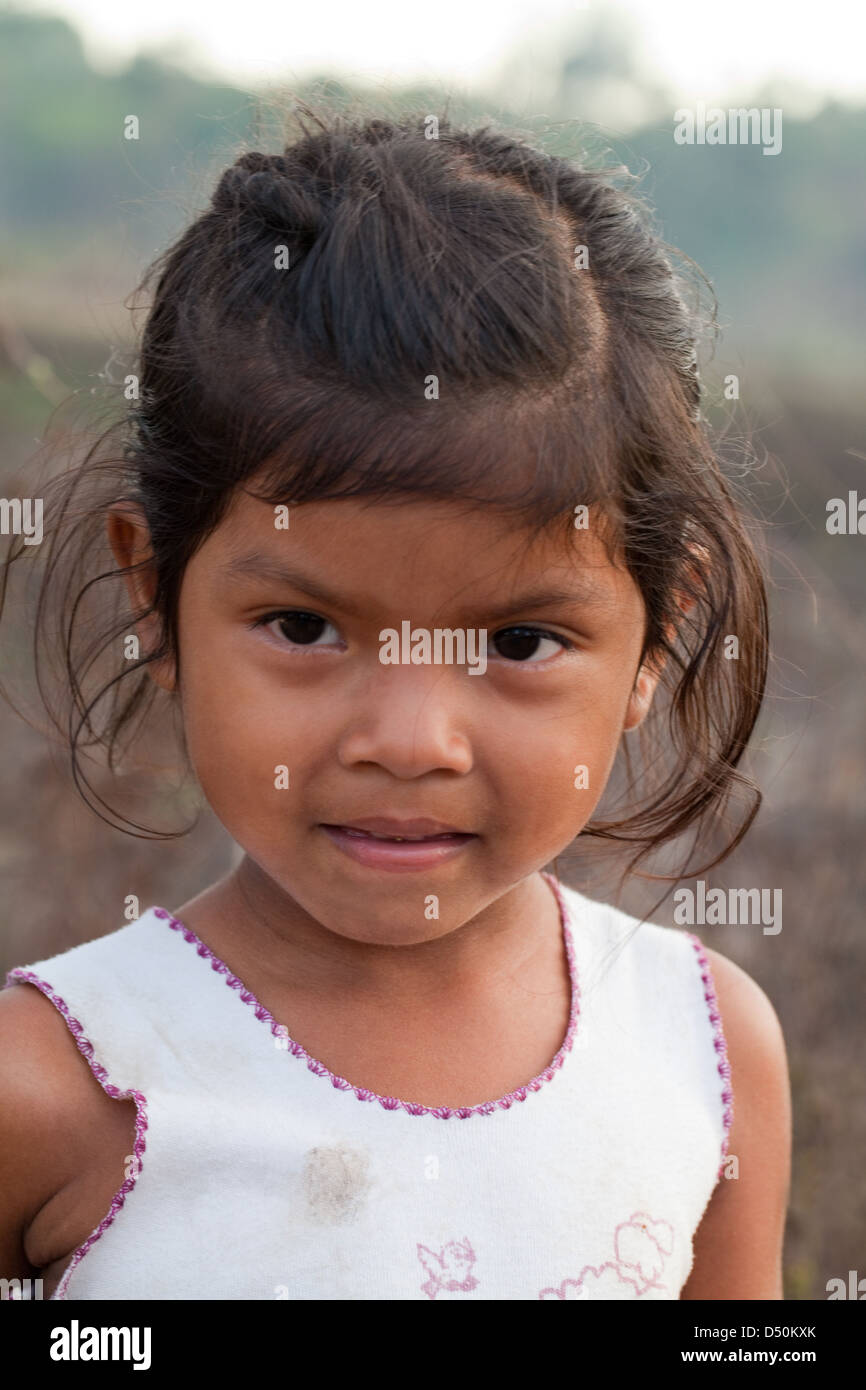 Little Amerindian girl of the Arawak tribe, Fair View village ...