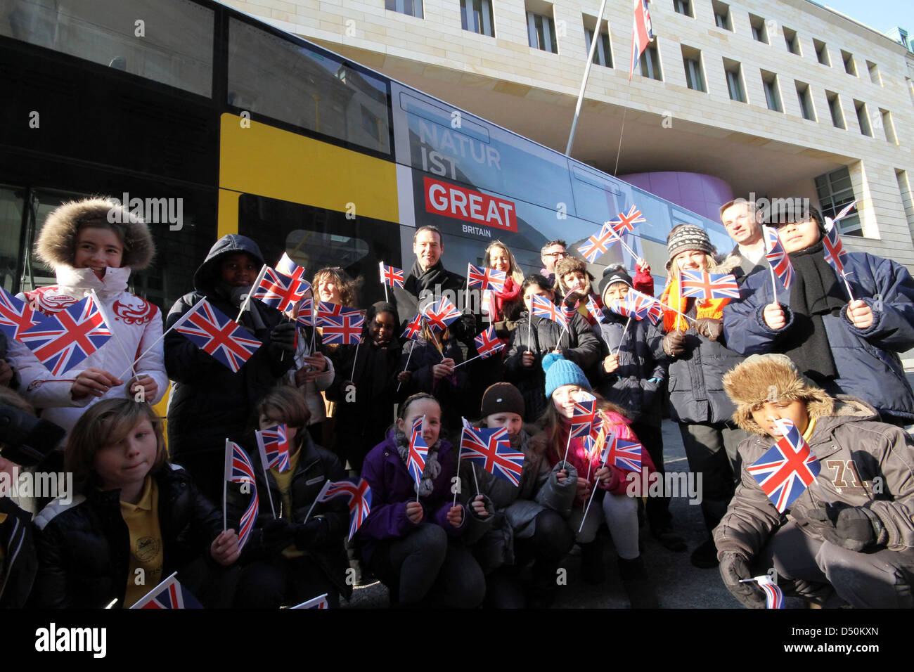 British ambassador Simon McDonald and kids from Berlin's British School ...