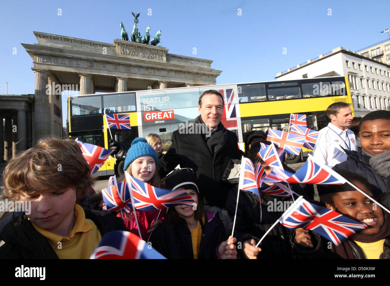 British ambassador Simon McDonald and kids from Berlin's British School ...