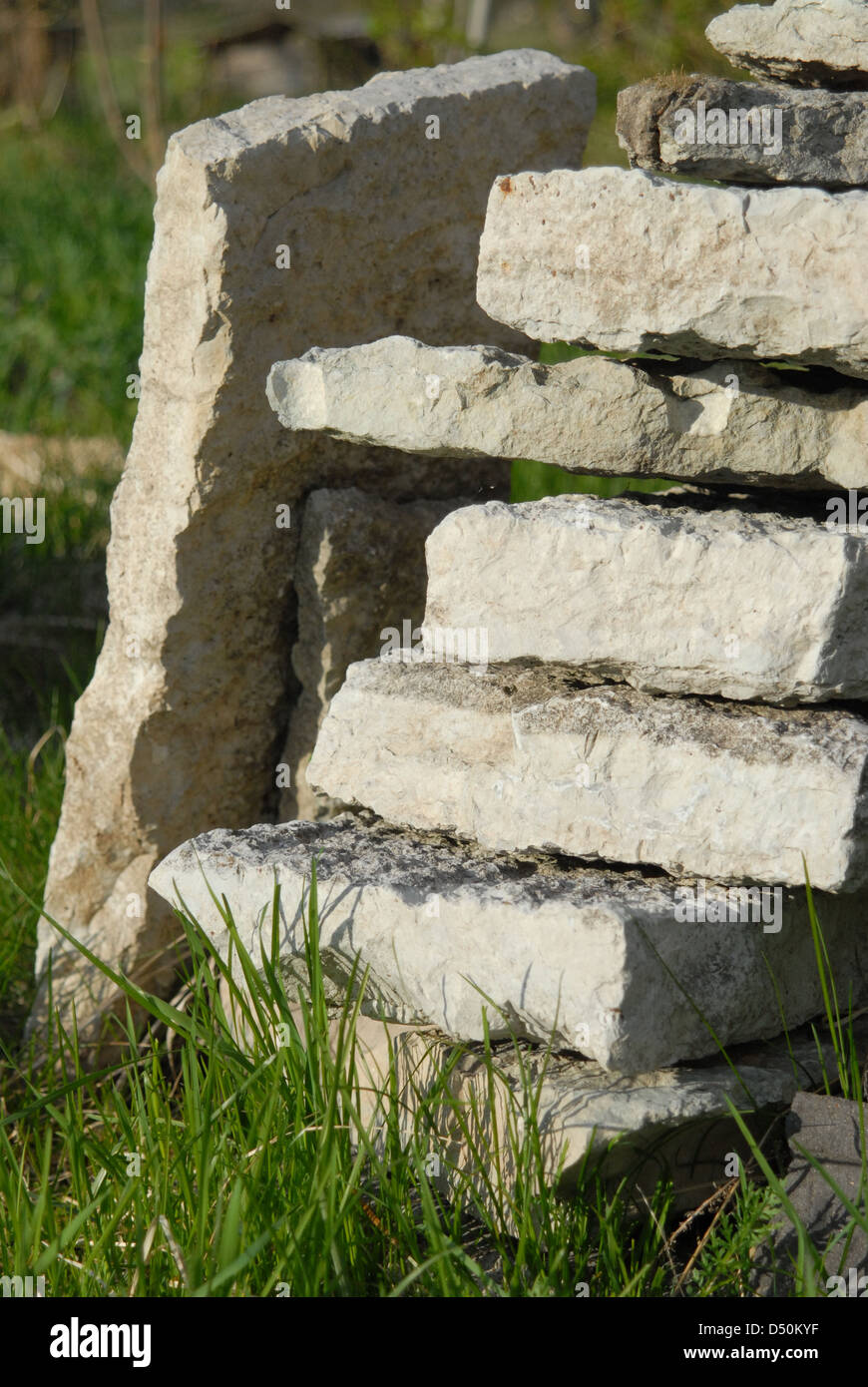 Pile of natural stone garden pavers Stock Photo - Alamy