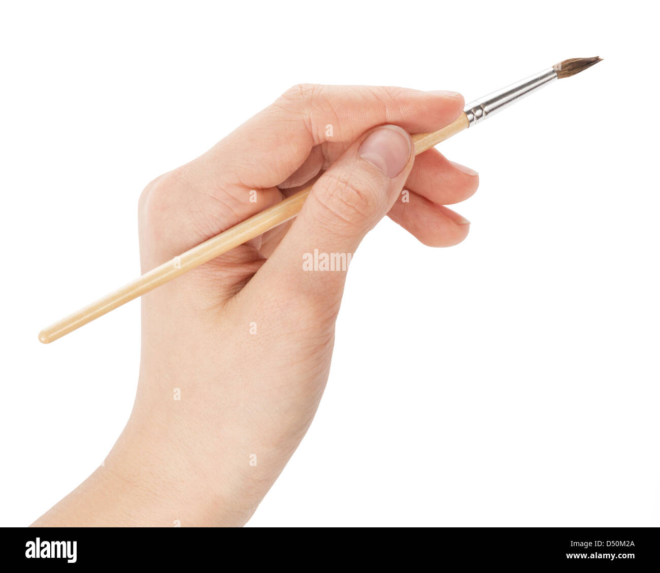 female teen hand with a brush on white background Stock Photo - Alamy