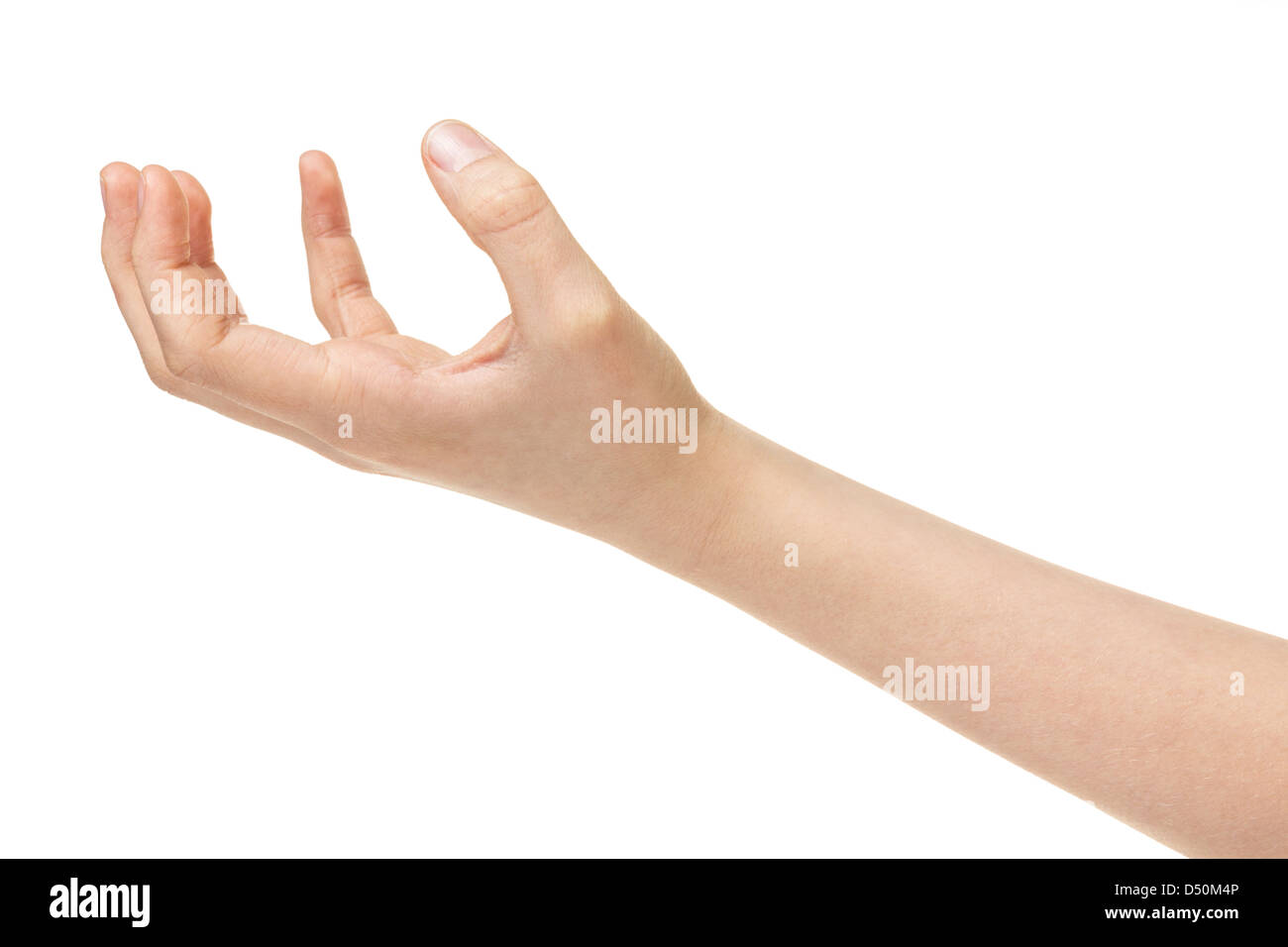empty female teen hand, isolated on white Stock Photo - Alamy