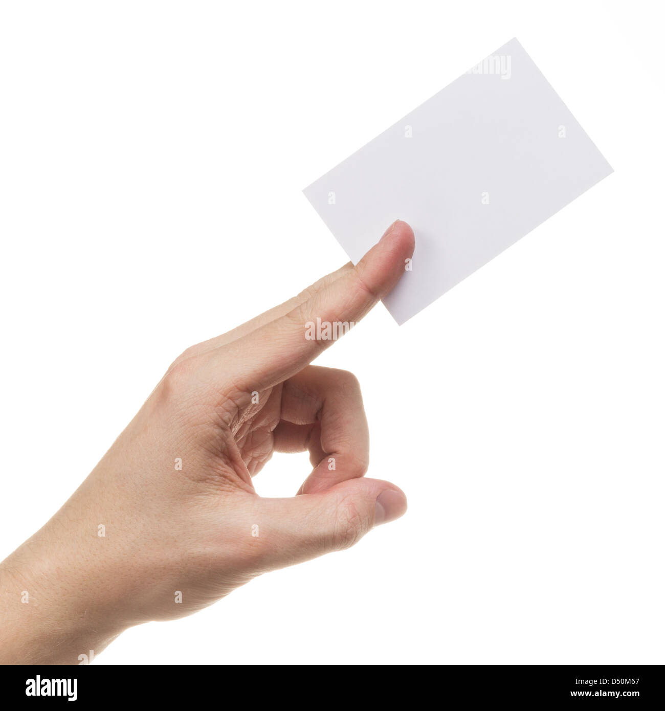 adult man hand holding blank card, isolated on white Stock Photo - Alamy