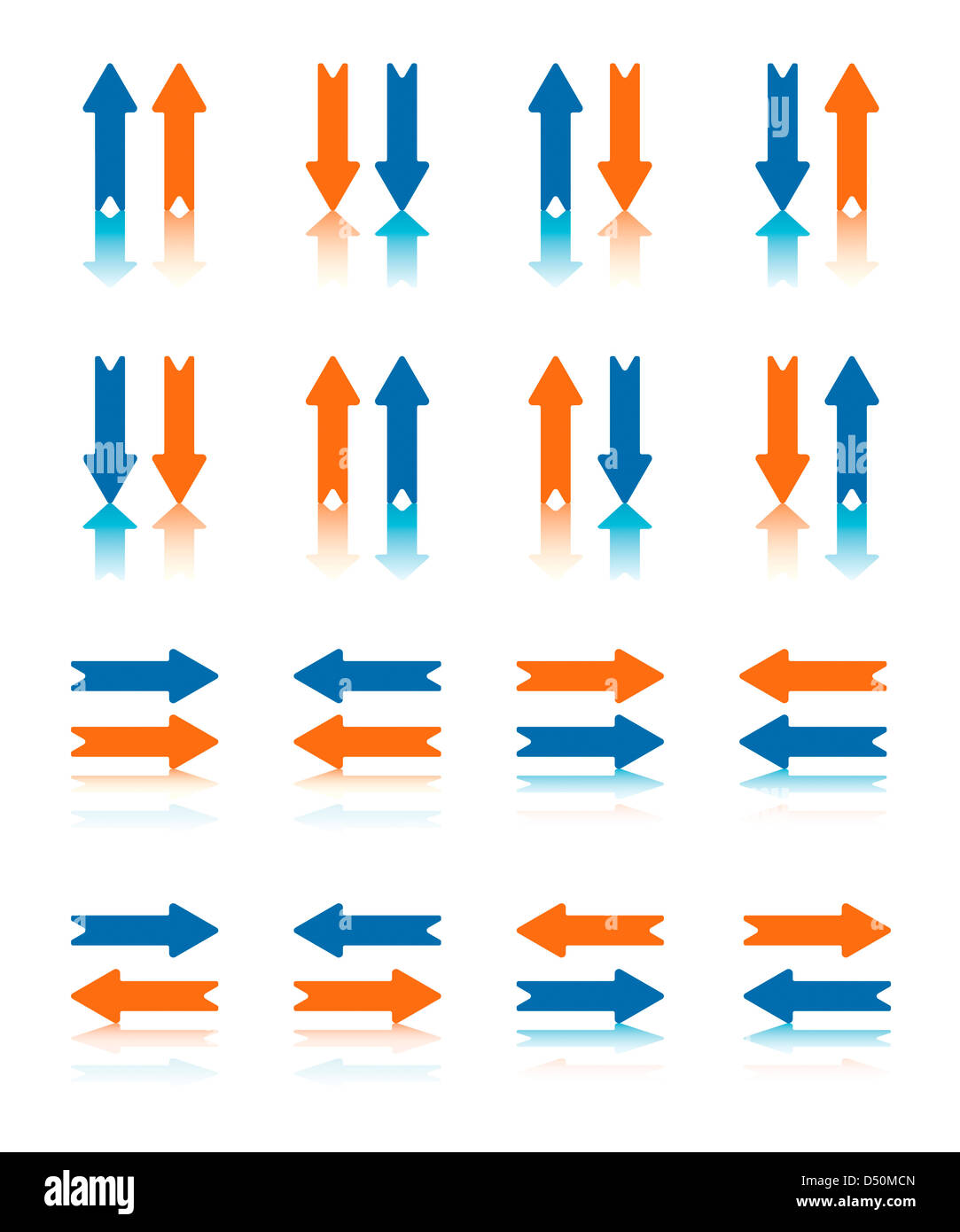Sixteen Pairs of Arrows in Orange and Blue (jpeg file also has clipping ...
