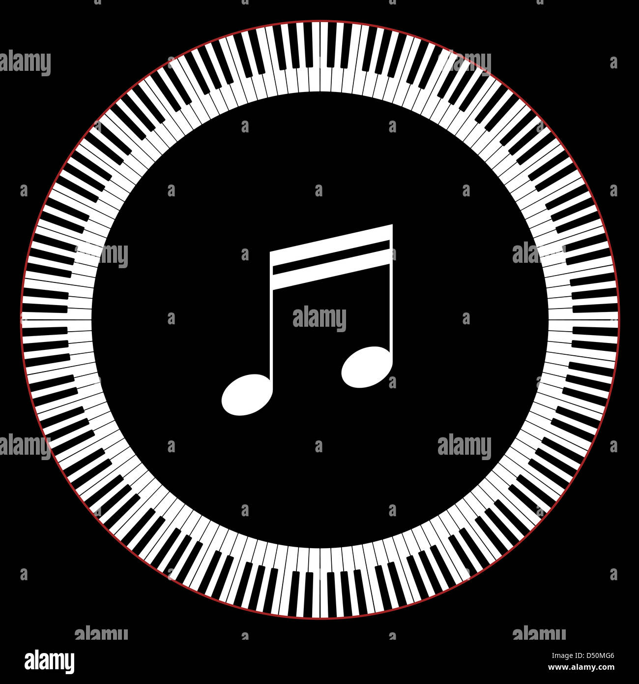 Circle of Piano Keys With Two Beamed Eight Notes Stock Photo - Alamy