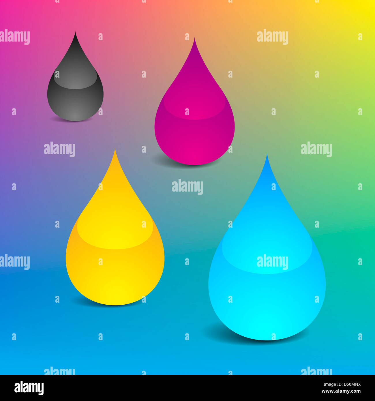 Vector Illustration of Four Drops With Offset Printing Colors (eps v.10 ...