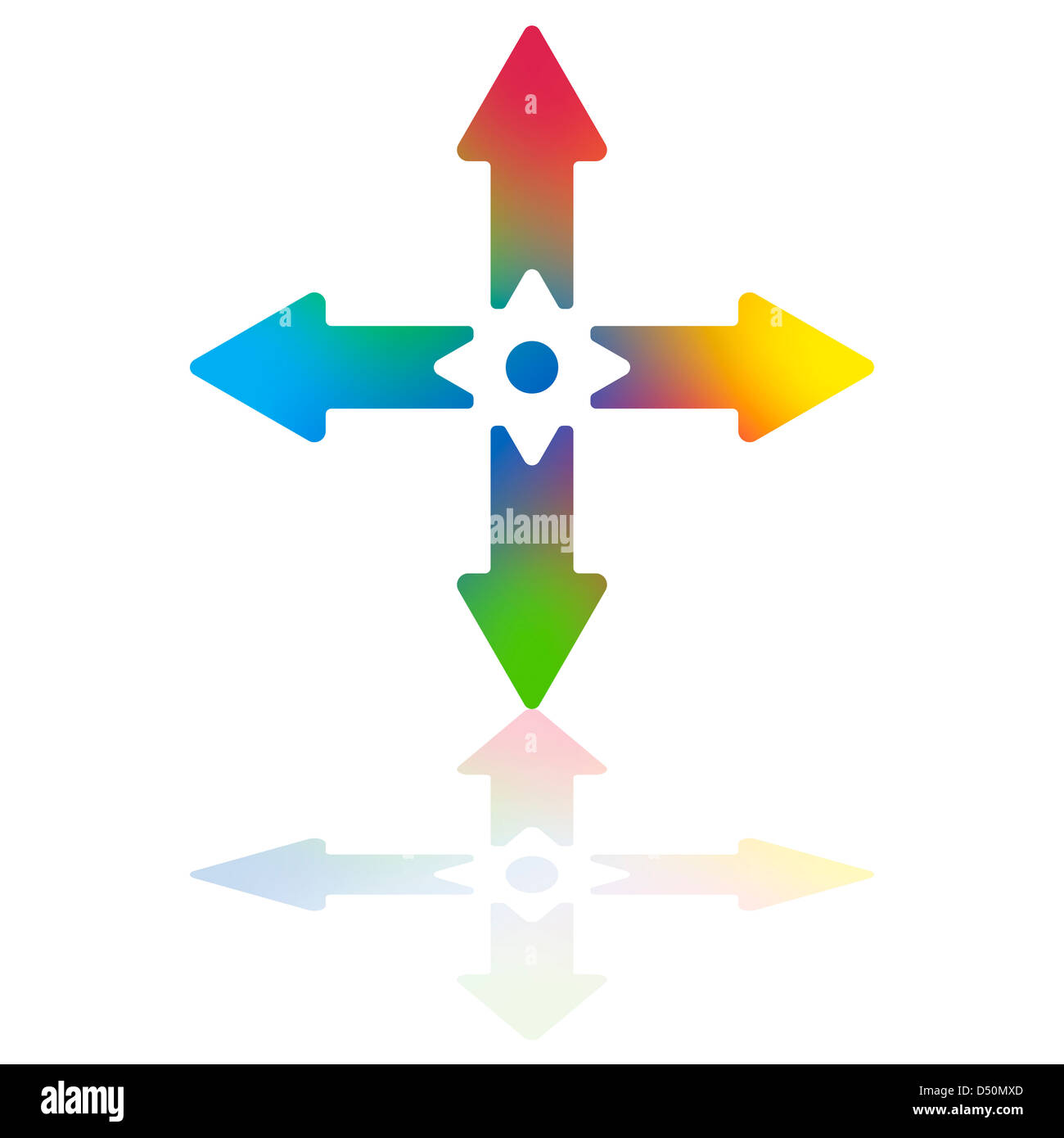 Four arrows pointing from hi-res stock photography and images - Alamy