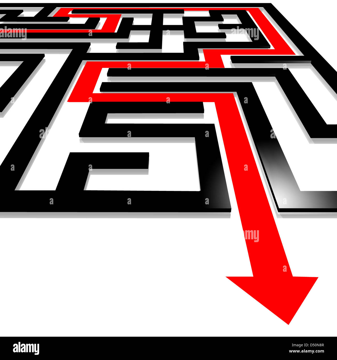 Black Labyrinth with red arrow Stock Photo - Alamy