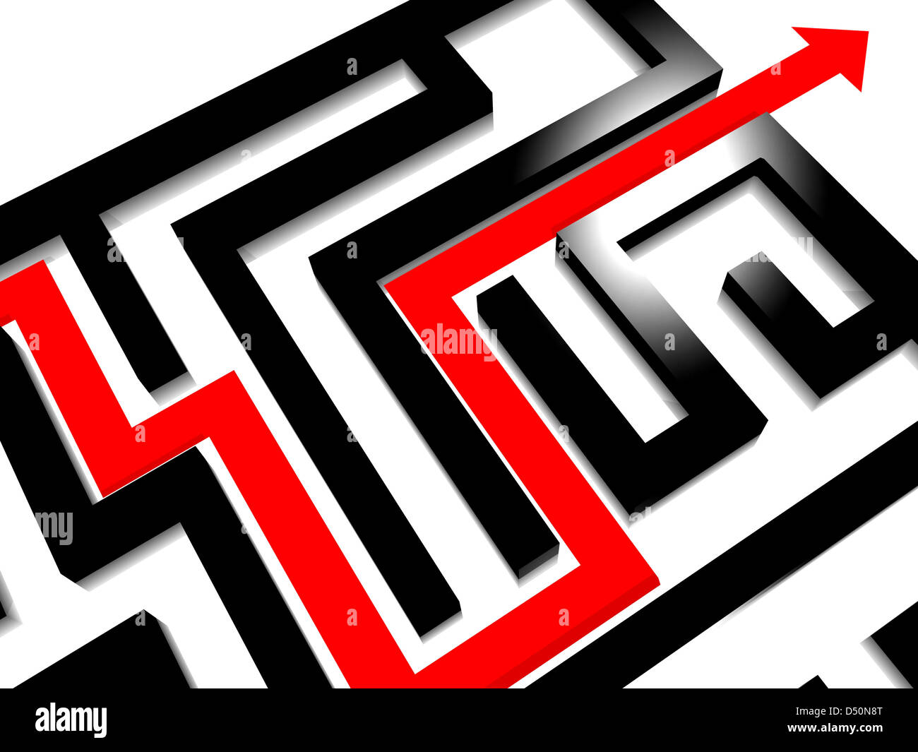 Black Labyrinth with red arrow Stock Photo - Alamy