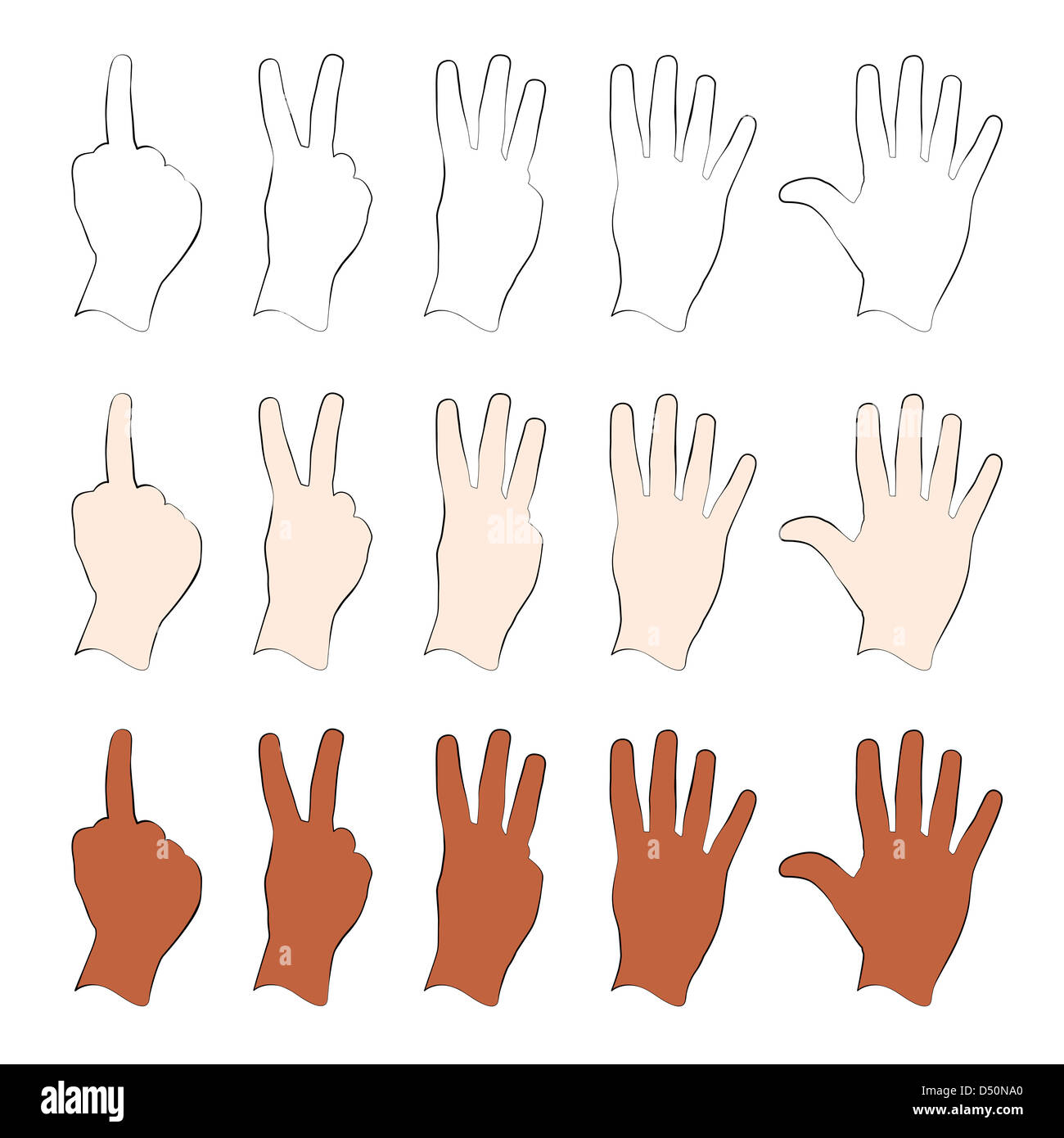 Counting hands from one five Cut Out Stock Images & Pictures - Alamy
