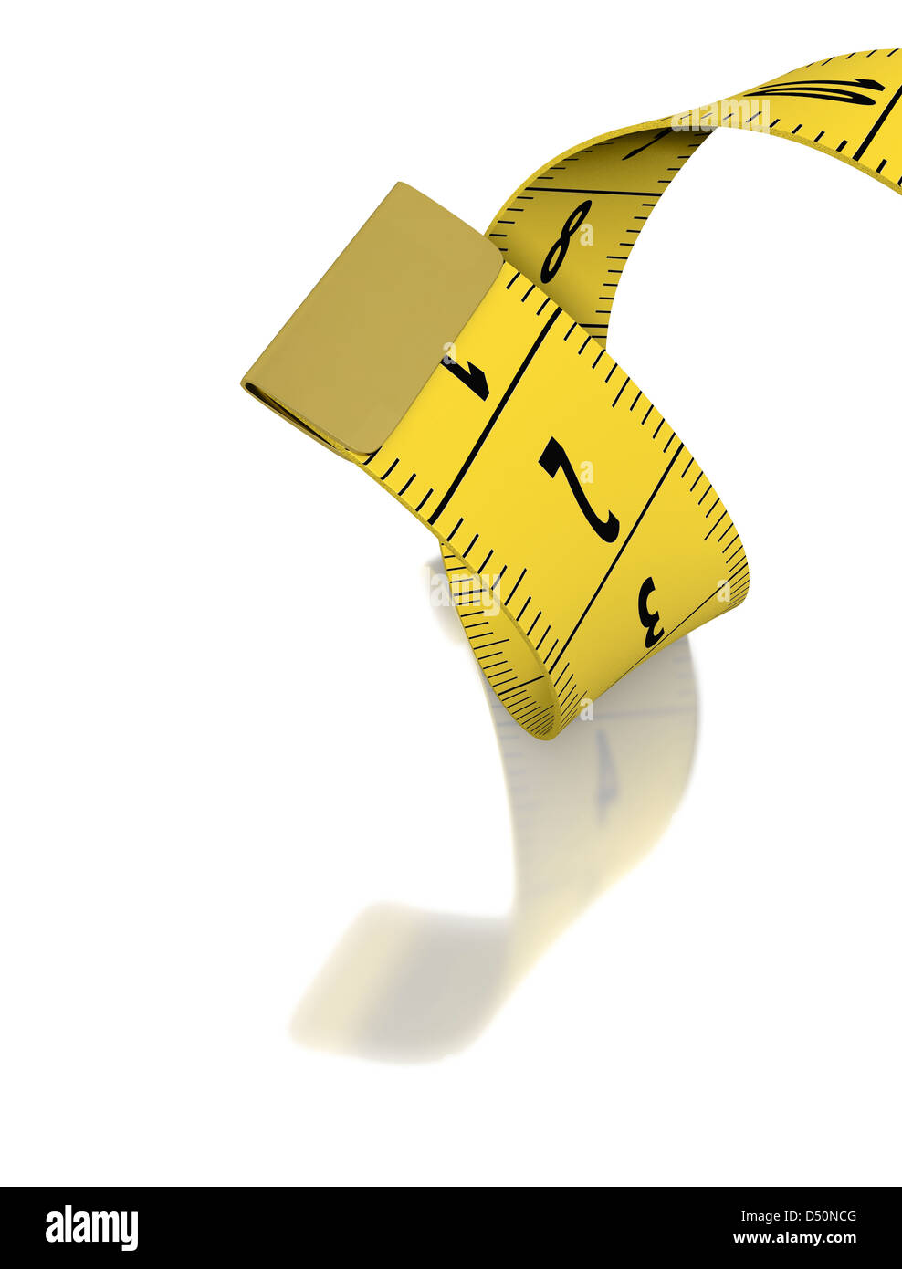 Yellow tape measure on white background Stock Photo - Alamy