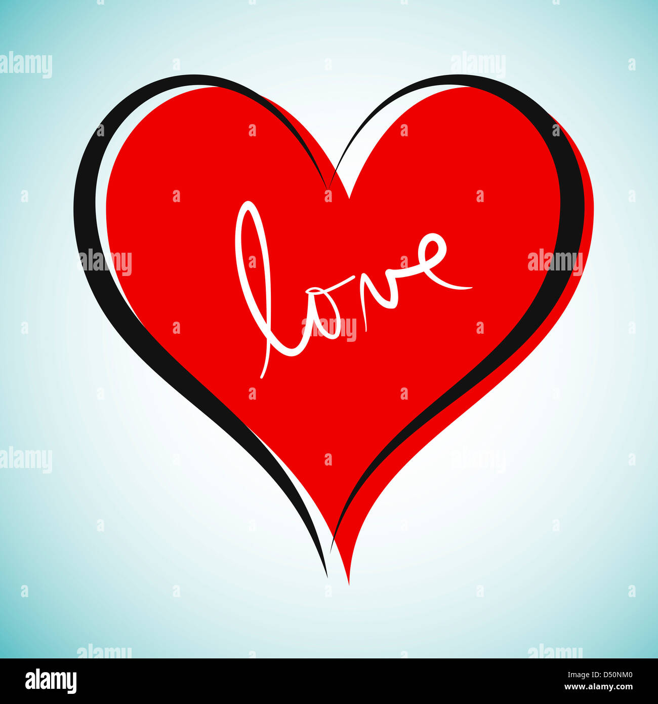 Heart Freehand Illustration With Handwritten "Love" Word Stock Photo ...