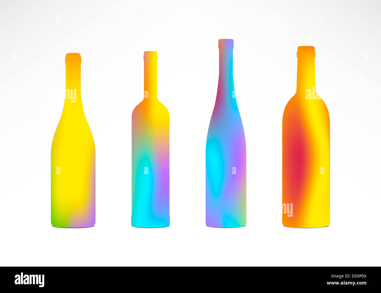 Four Color Gradient Bottle Silhouettes - Vector Illustration (v10 eps ...