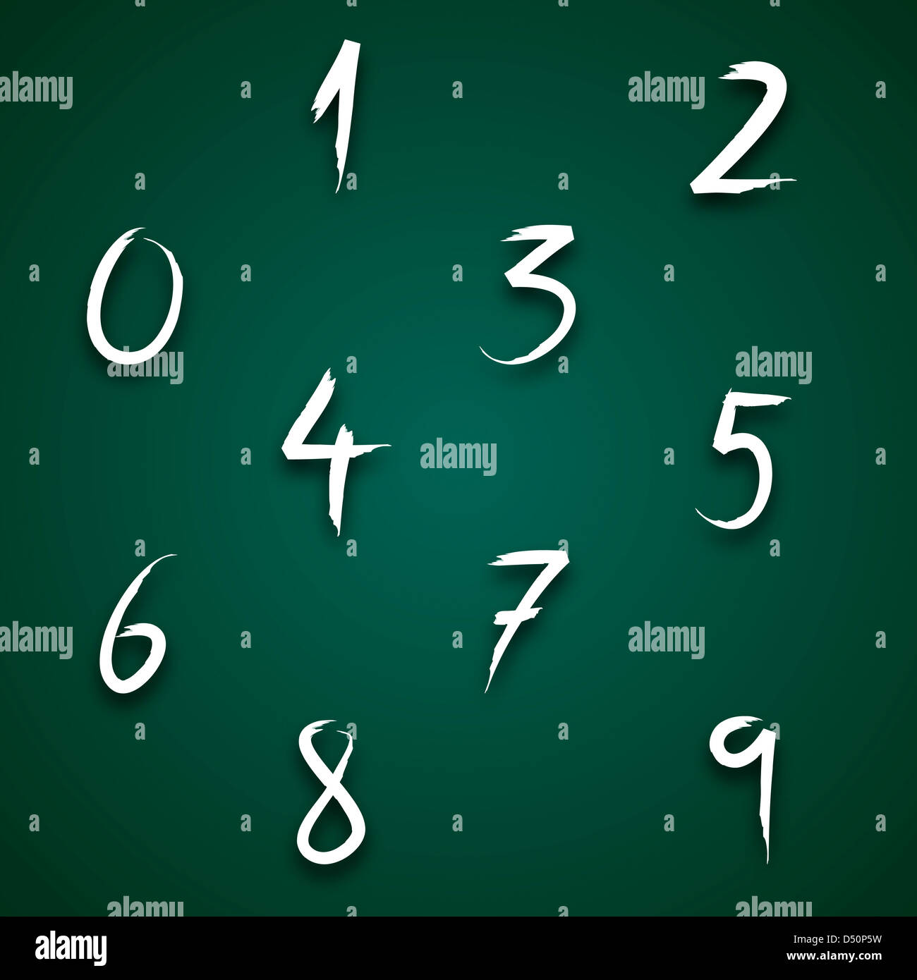White on Green Paintbrush Numbers Vector Illustration (eps v.10) [jpeg ...