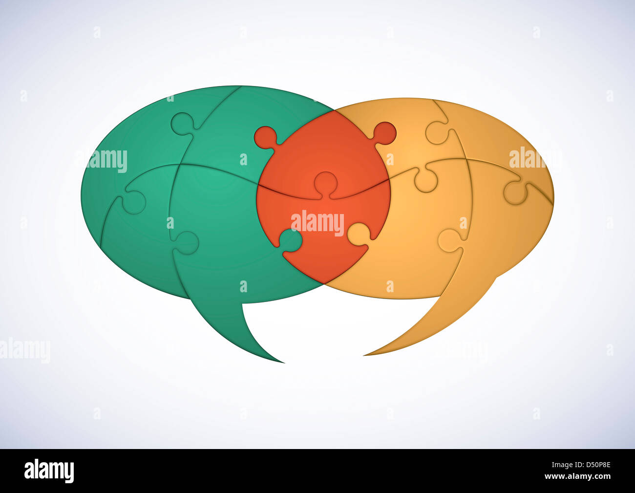 Two Intersecting Puzzle Pieces Speech Bubbles Denoting Cooperation ...