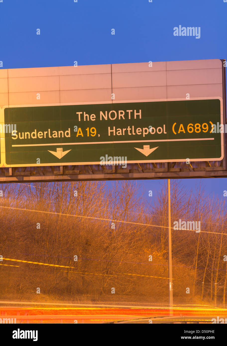 Traffic light trails on A19 road near Middlesbrough, England, UK Stock ...