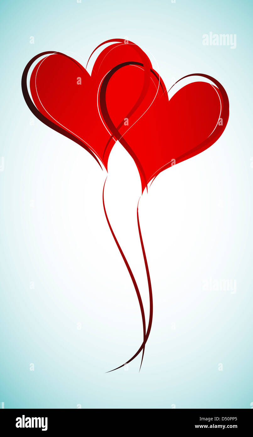 Two Interlocking Heart Shapes Flying Like Balloons Stock Photo - Alamy