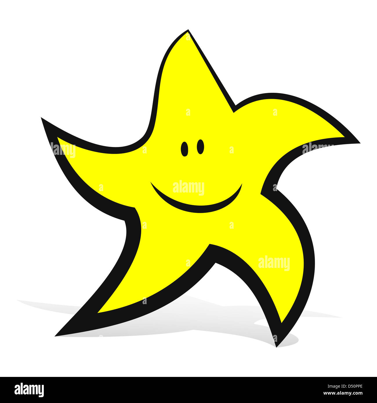 Smiling Yellow Star Running Cartoon Mascot Illustration Stock Photo - Alamy