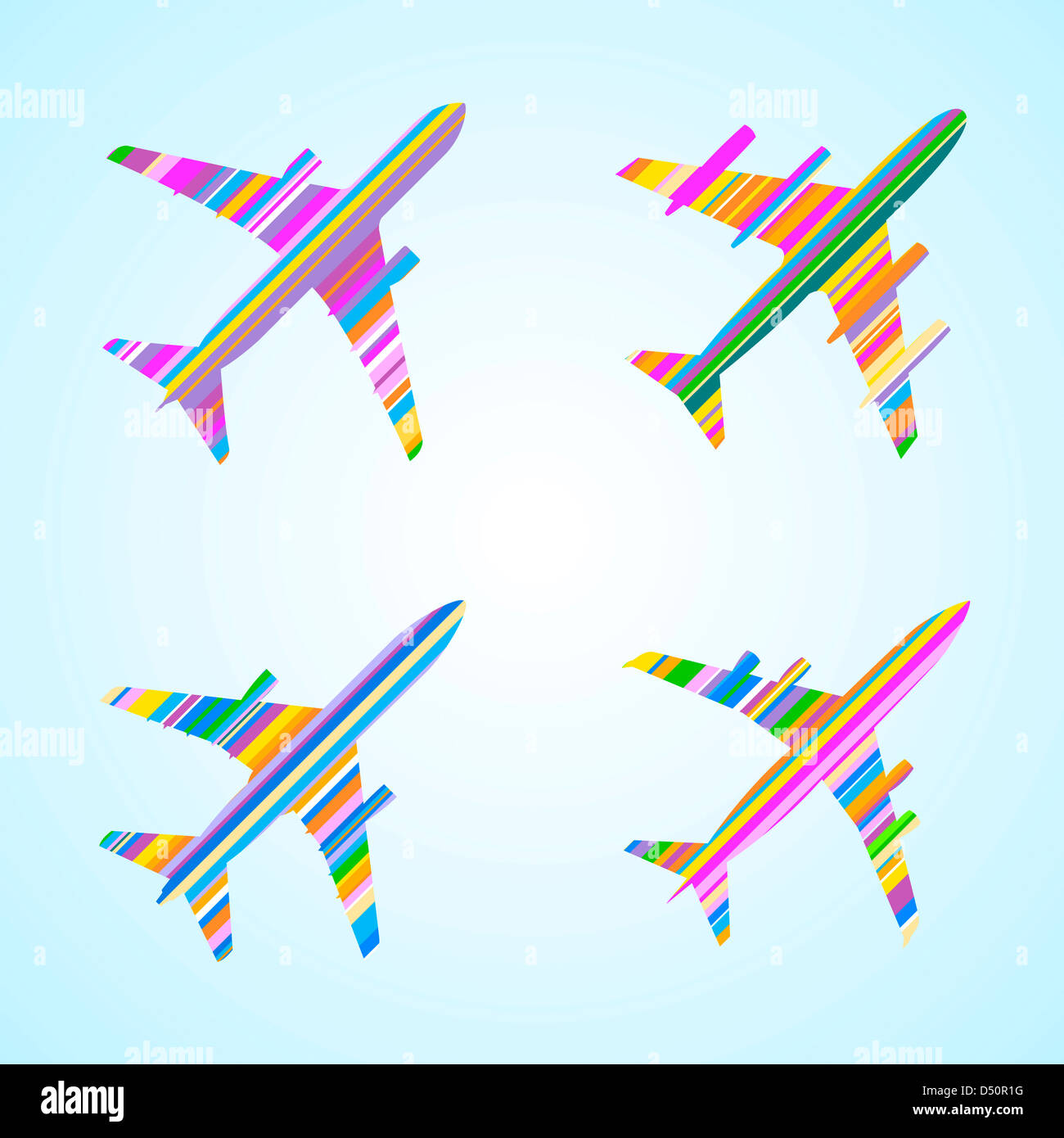 Four Striped Color Vector Commercial Airplanes Stock Photo - Alamy