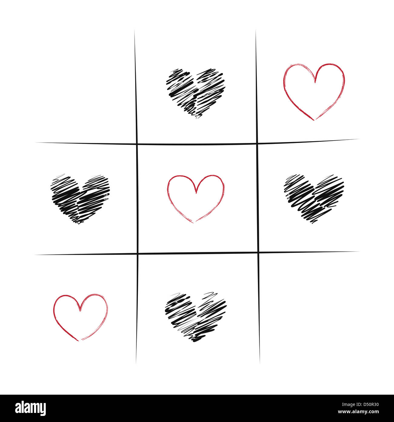 Tic-Tac-Toe Game With Hearts Illustration Stock Photo - Alamy