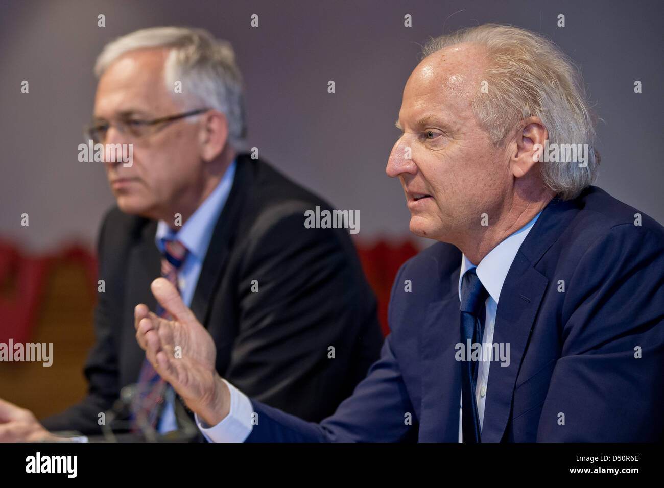 CEO of the Simba Dickie Group Michael Sieber (R) talks about the take ...