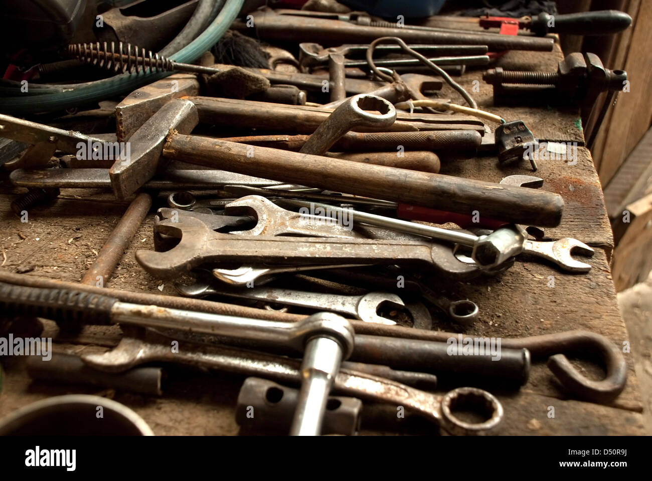 Large group of tools in workshop Stock Photo - Alamy