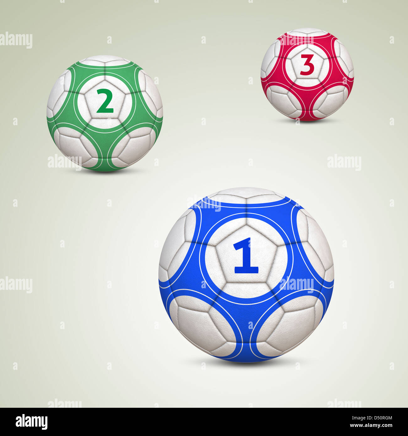 Soccer Balls With Numbers One, Two and Three - 3D Illustration (balls ...