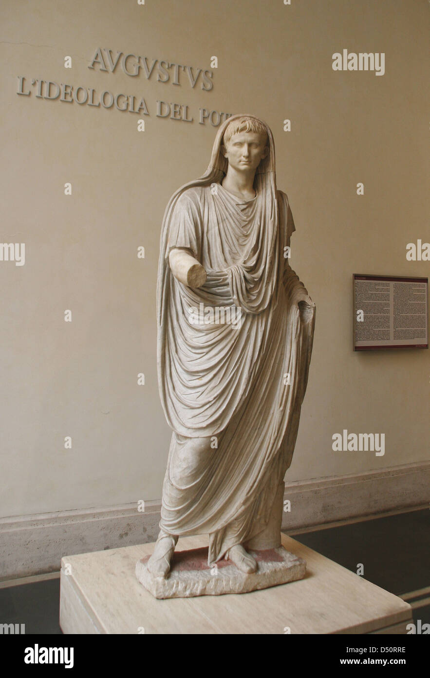 Augustus ( 63 BC – 14 AD). First Roman Emperor. Statue Via Labicana ...