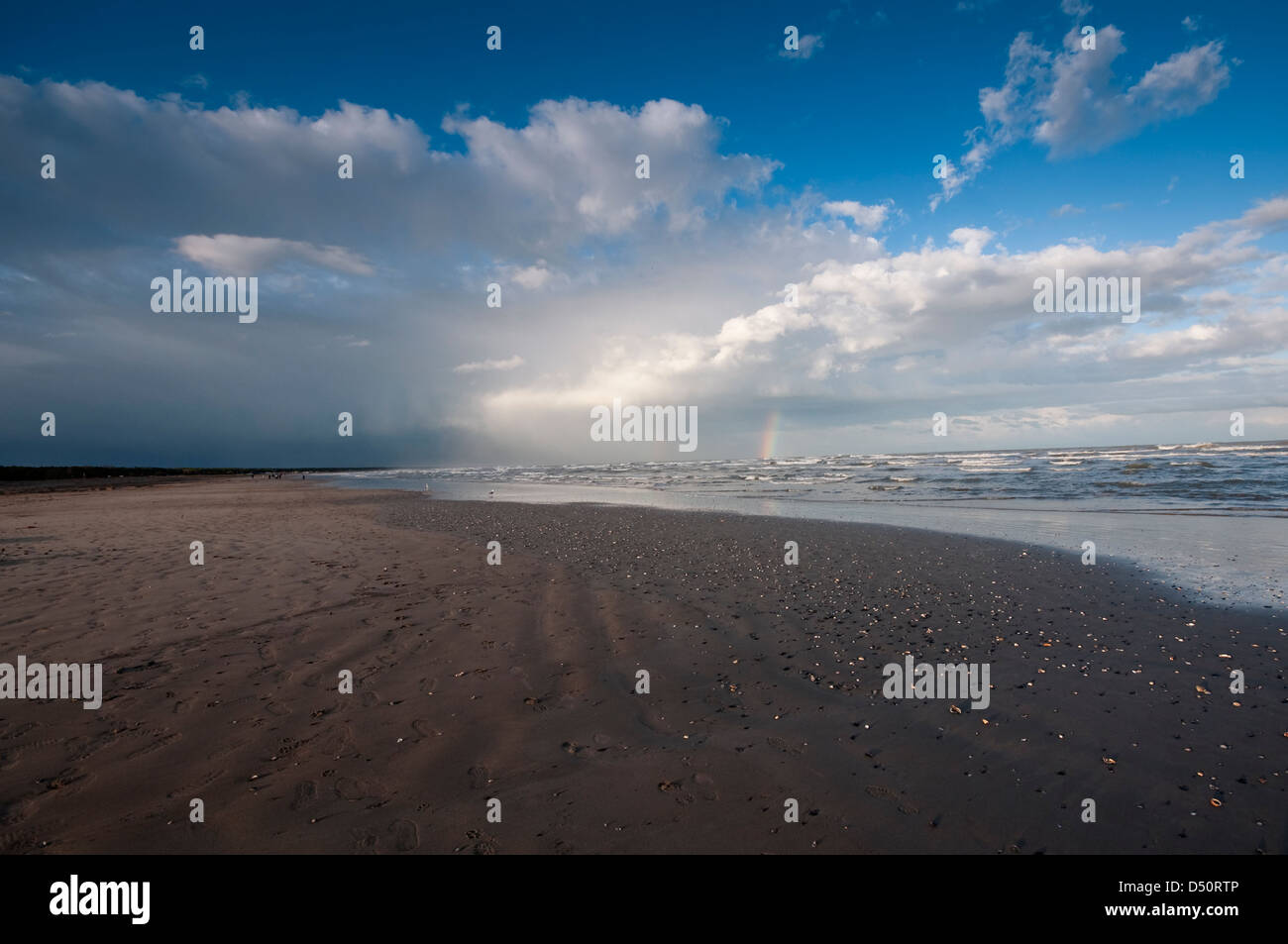 Italy, Emilia Romagna, Ravenna, Beach near Porto Corsini, Rainbow Stock ...