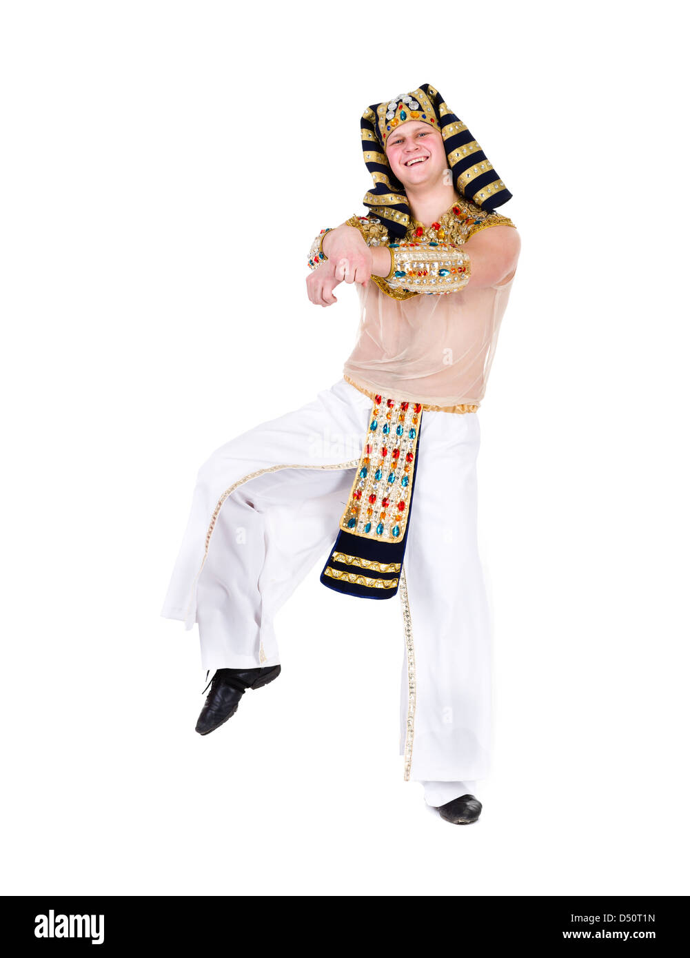 Dancing pharaoh wearing a egyptian costume Stock Photo - Alamy
