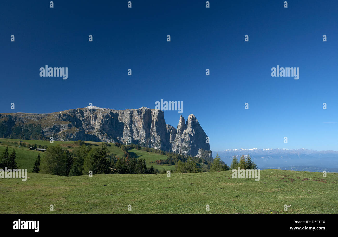 Compatsch, Italy, overlooking the Schlernmassiv Stock Photo - Alamy