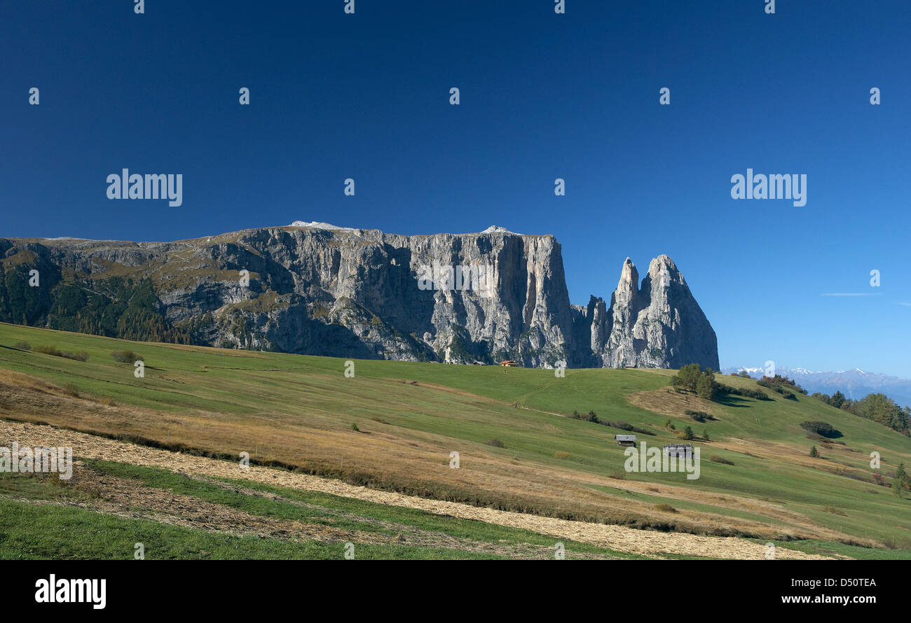 Compatsch, Italy, overlooking the Schlernmassiv Stock Photo - Alamy