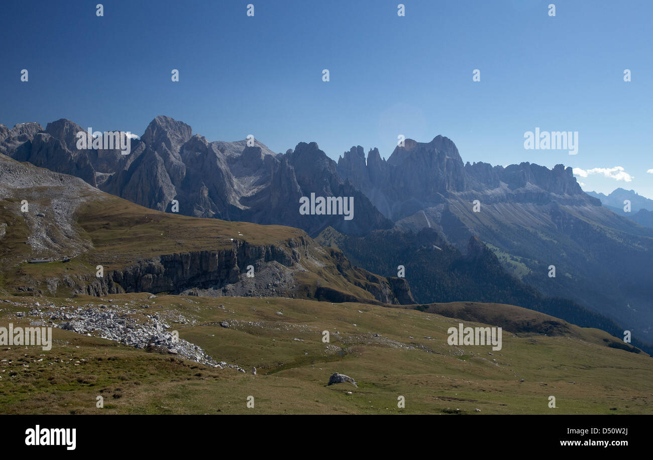 Compatsch, Italy, View from the Summit of Schlernhaus Rosengarten Group ...
