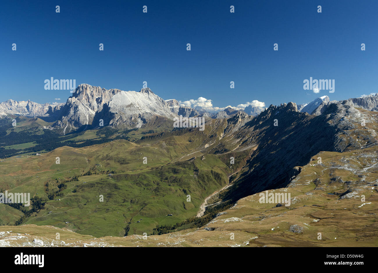 Compatsch, Italy, view from the highest point of the massif Schlern ...