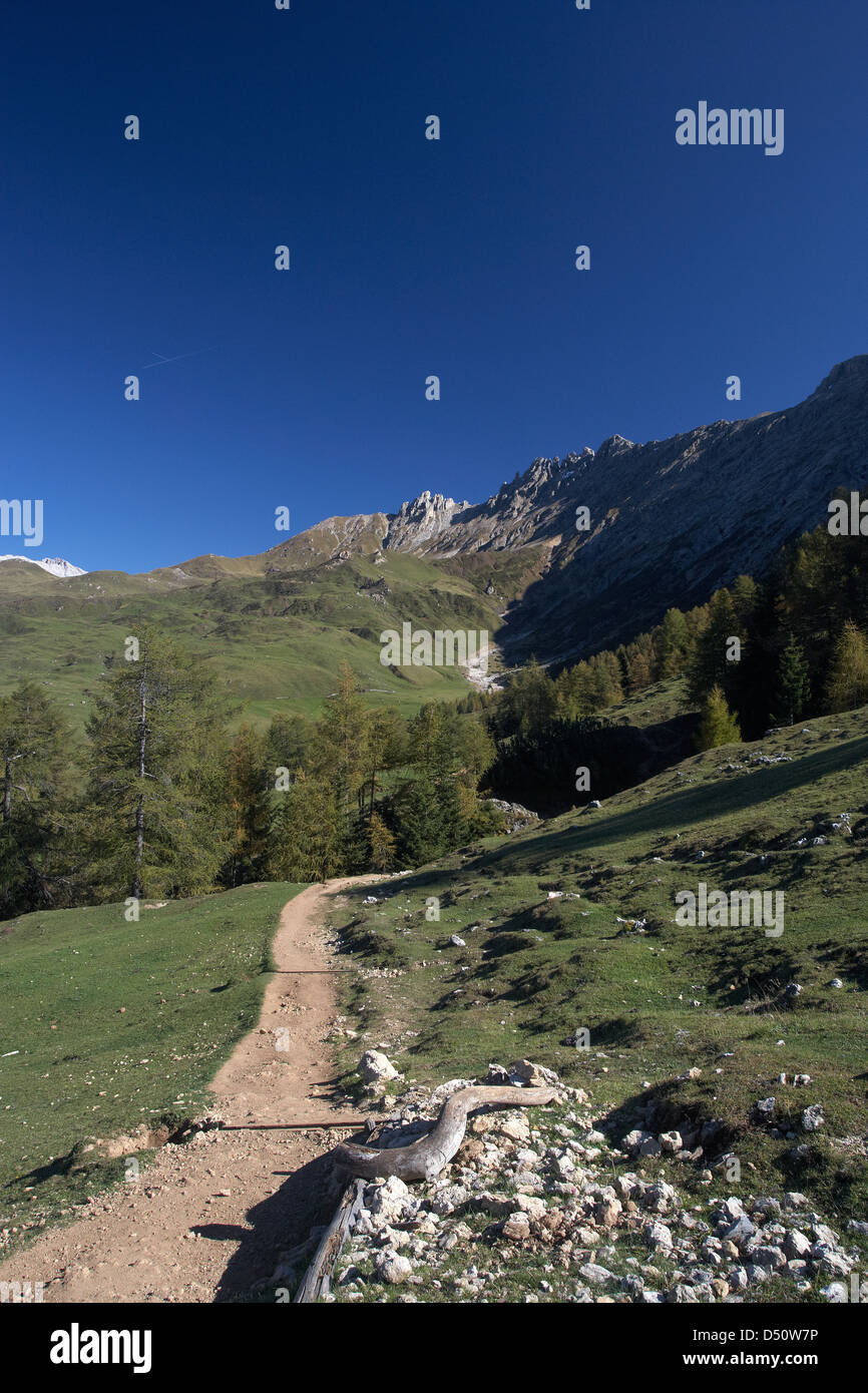 Compatsch, Italy, hiking in a tributary of the Seiser Alm Stock Photo ...