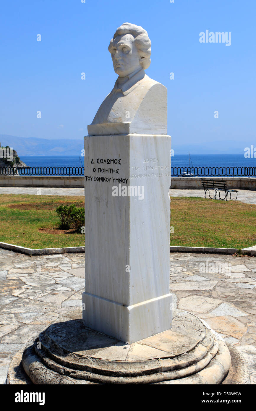 Statue of Dionysios Solomos, Corfu Town, Corfu Island, Greece, Europe ...