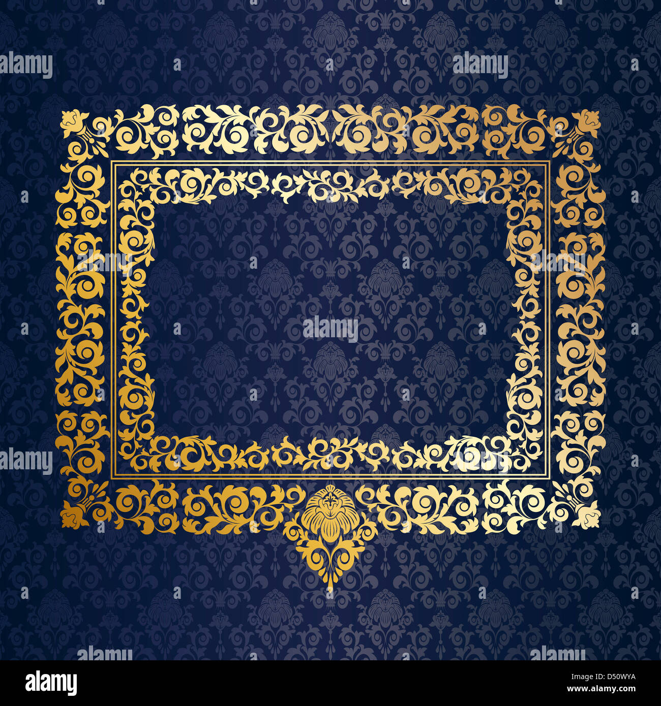 Floral blue gold frame hi-res stock photography and images - Alamy