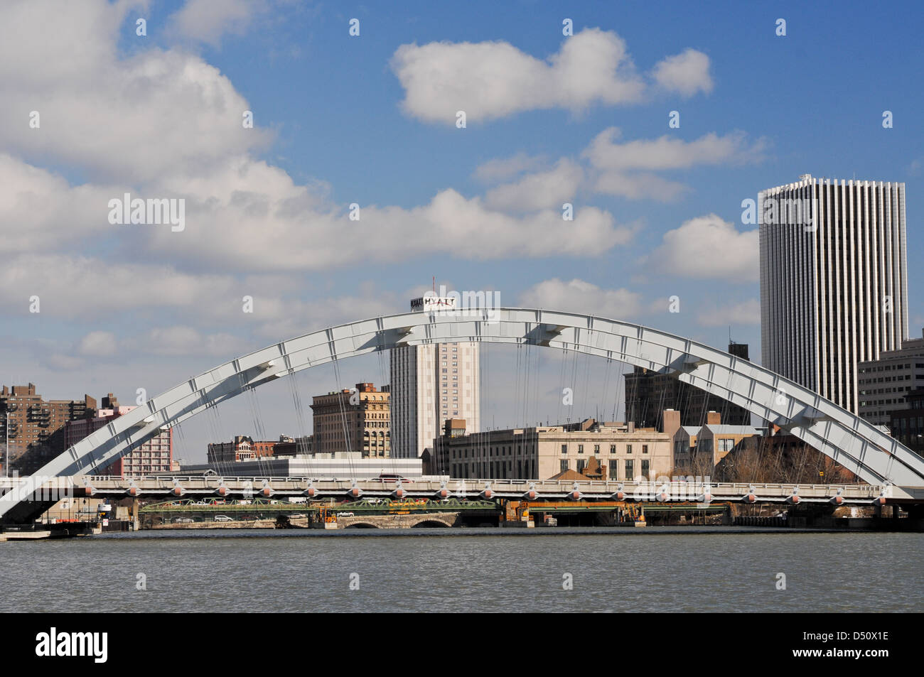 Douglass-Anthony Bridge over Genesee River looking North in Rochester ...
