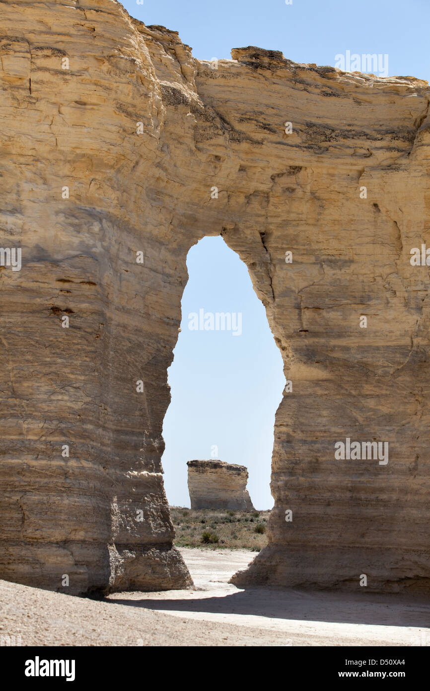Rock formations on a landscape, Monument Rocks, Gove County, Kansas ...