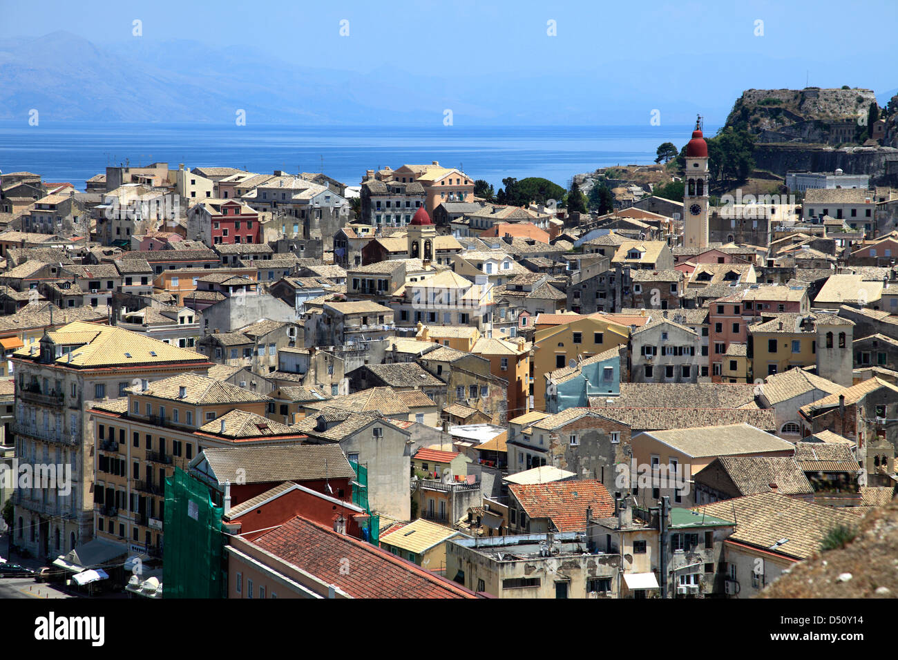 Rooftop view over Corfu town a UNESCO World Heritage city, Corfu Island ...